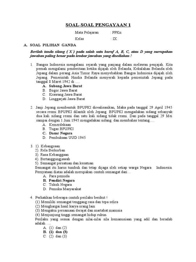 Soal Pengayaan PKN Kelas Ix (Nur Aliyah Alfita Ix B) | PDF