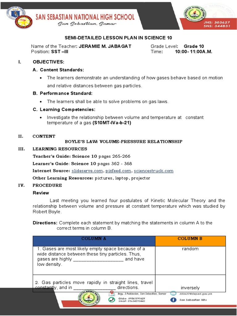 Boyle's Law Lesson Plan | PDF