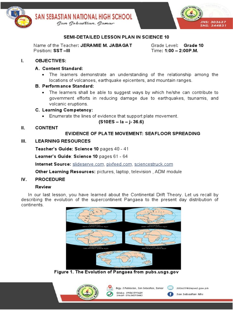 Giya Lesson Plan | Download Free PDF | Plate Tectonics | Seabed