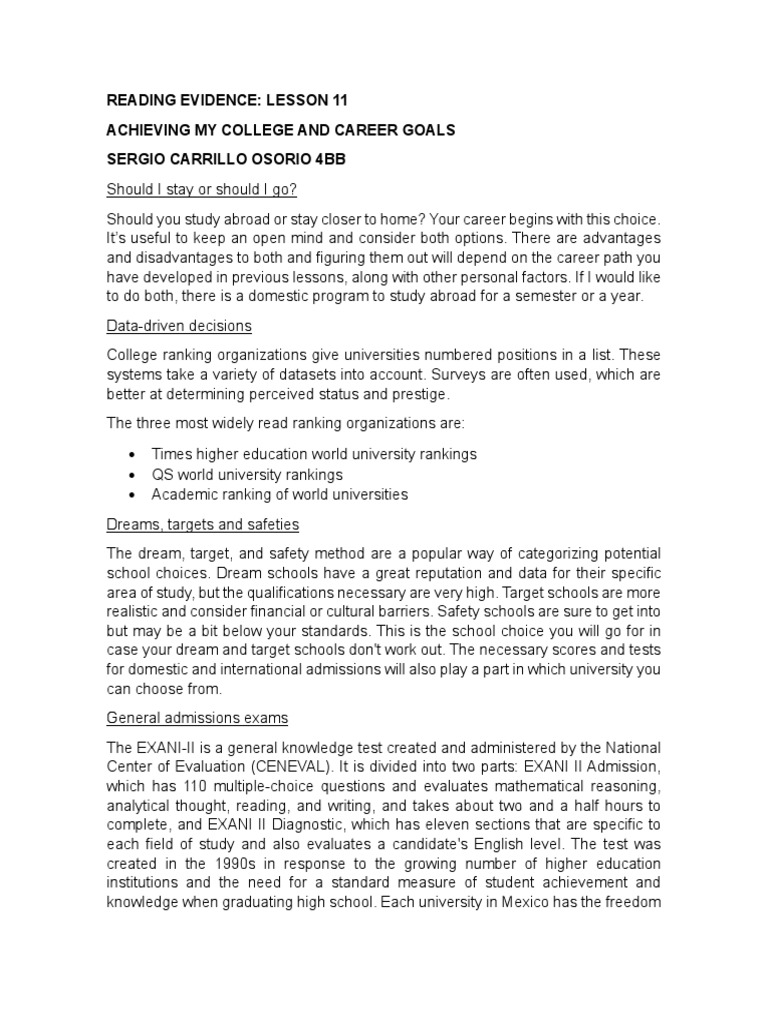 Reading evidence lesson 11_CARRILLO | PDF | Sat | Act (Test)