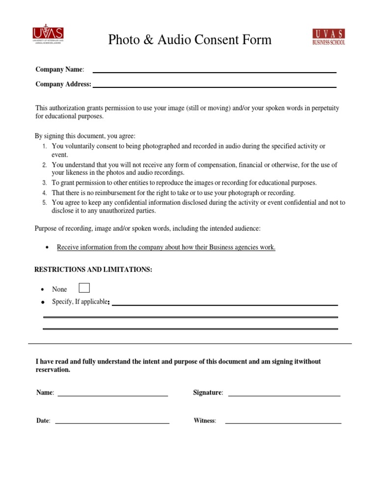 Photo and Video Consent Form | PDF | Law