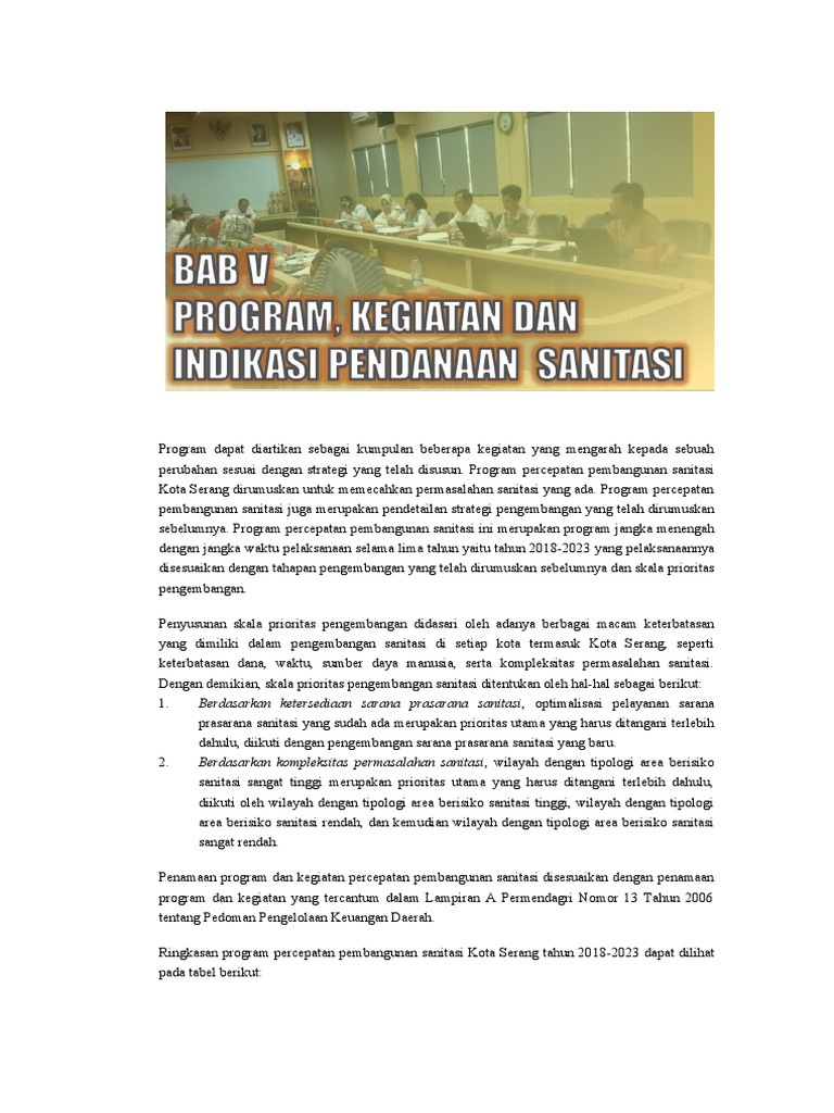 05 - Program, Kegiatan Dan Indikasi Pendanaan Sanitasi - e | PDF