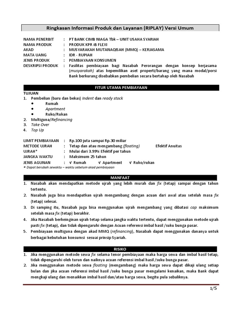 KPR Ib FLEXI AKAD MMQ | PDF