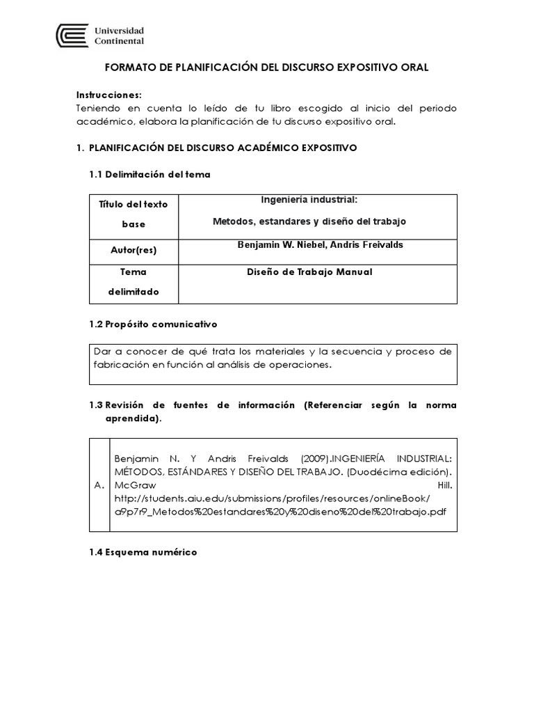 Formato de Planificación Del Discurso Expositivo Oral | PDF