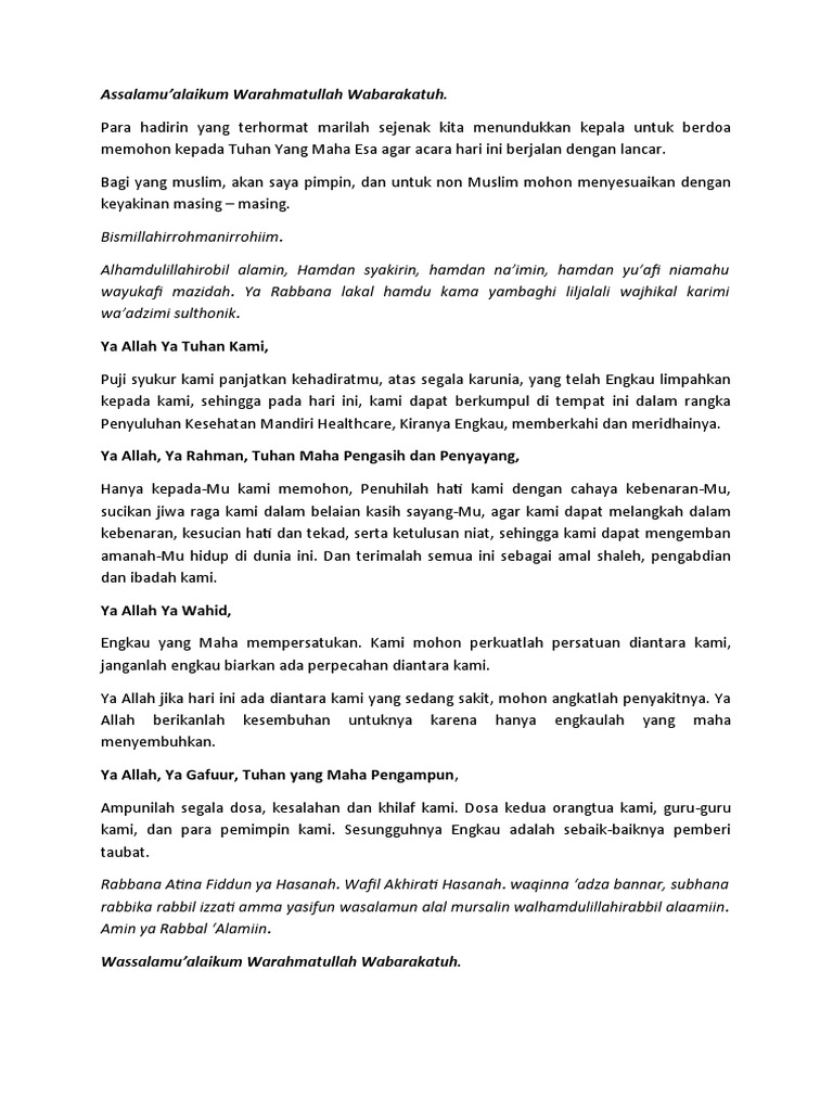 Teks Doa Penyuluhan Kesehatan | PDF