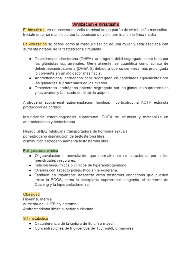 Virilización - Hirsutismo | PDF | Glándula suprarrenal | Testosterona