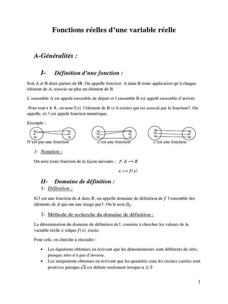 Fonctions réelles : définitions et propriétés | PDF | Fonction monotone ...