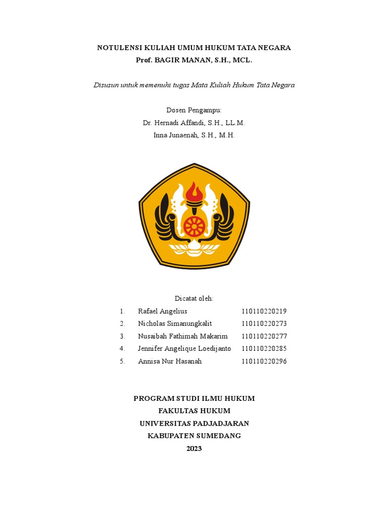 Notulensi Kuliah Umum HTN (Senin, 20 Februari 2023) Kelompok 4 | PDF | Politik | Ilmu Sosial