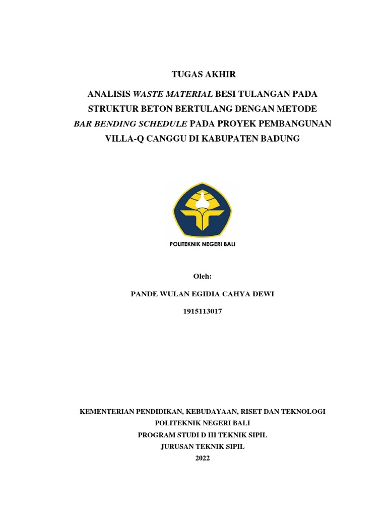 Analisis Waste Besi Tulangan Proyek Villa-Q | PDF