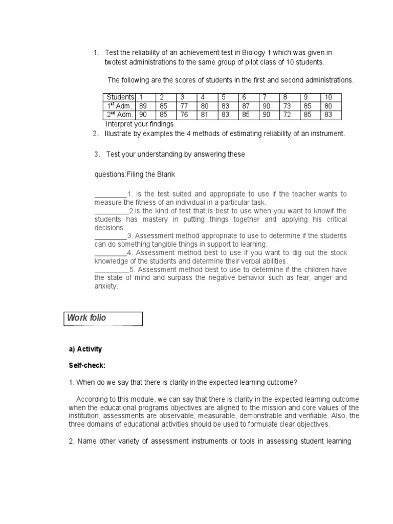 Test The Reliability of An Achievement Test in Biology 1 Which Was ...