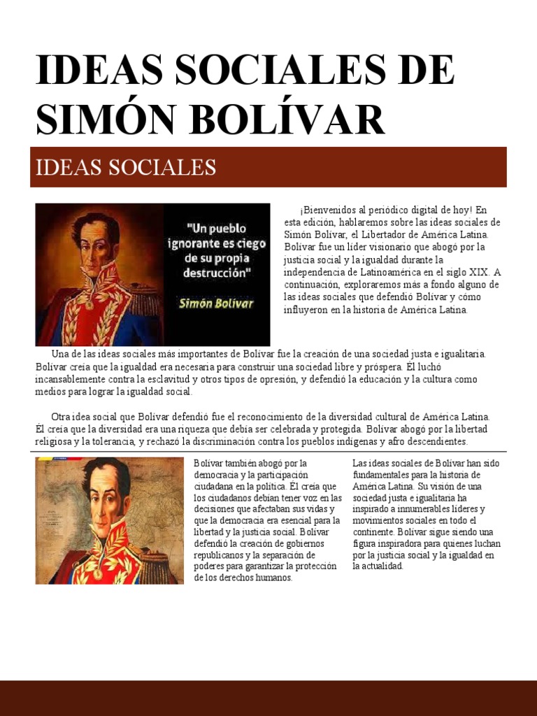 Ideas Sociales de SIMÓN BOLÍVAR | PDF