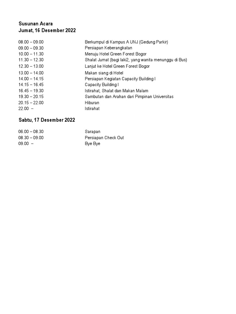 Susunan Acara Capacity Building | PDF