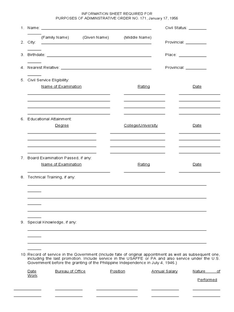 Information Sheet Required For | PDF | Law