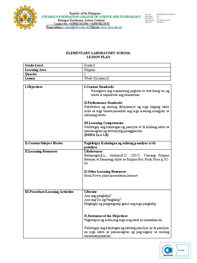 Lesson Plan Format | PDF