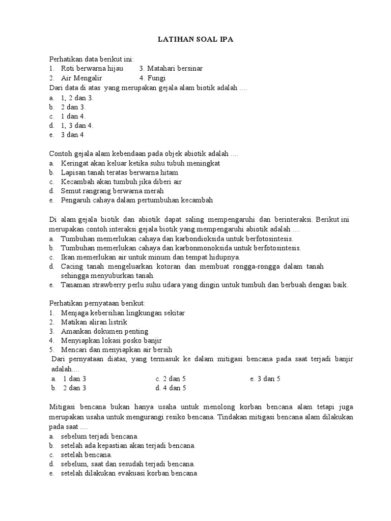 Latihan Soal Ipa BDP | PDF | Wellness | Technology & Engineering