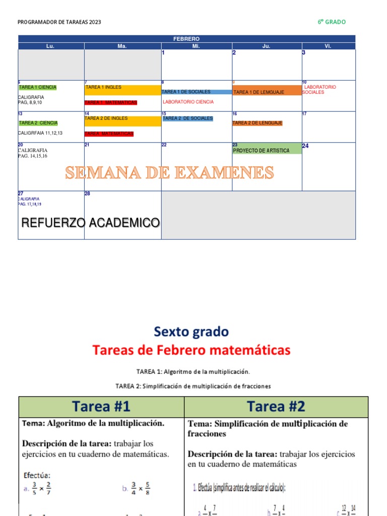 Tareas de Febrero 2023 - 6° Grado | PDF
