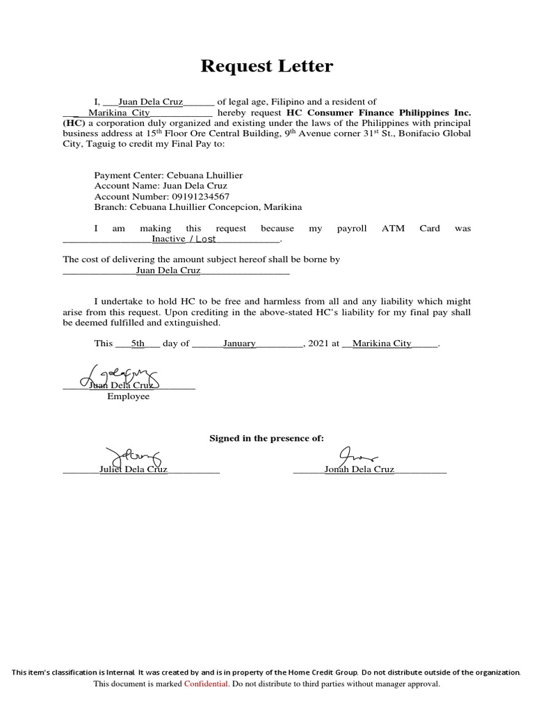 Sample Request Letter - Payment of Final Pay | PDF | Justice | Crime ...