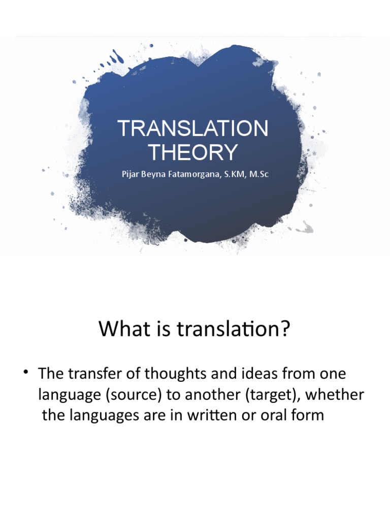 Translation Theory | PDF | Translations | Linguistics