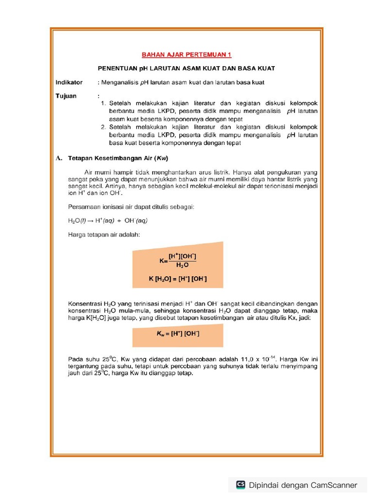 Bahan Ajar PH Asam-Basa | PDF