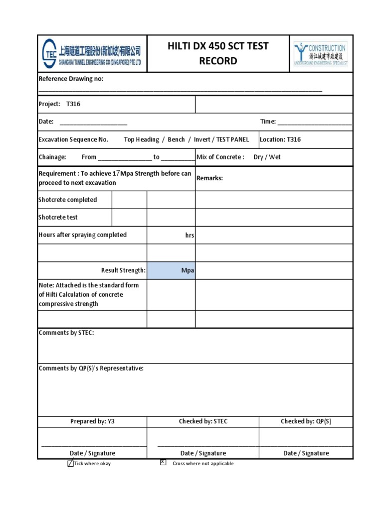 Hilti Test Checklist | PDF