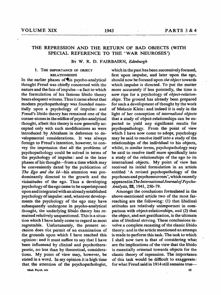 Docslide - Net - The Repression and The Return of Bad Objects With ...