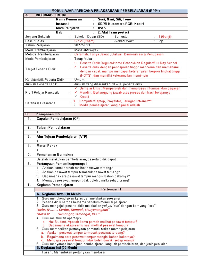 Contoh Modul Ajar | PDF