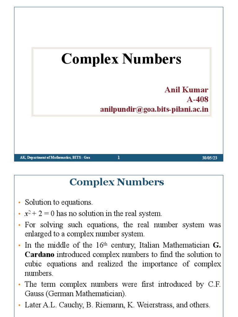 1 Complex Numbers | PDF | Complex Number | Cartesian Coordinate System