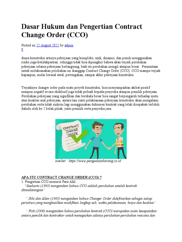 Dasar Hukum Dan Pengertian Contract Change Order | PDF