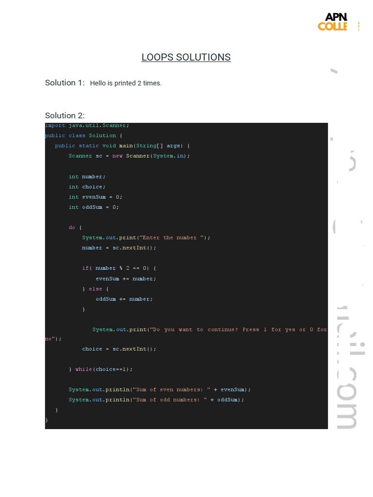 Loops Solutions | PDF