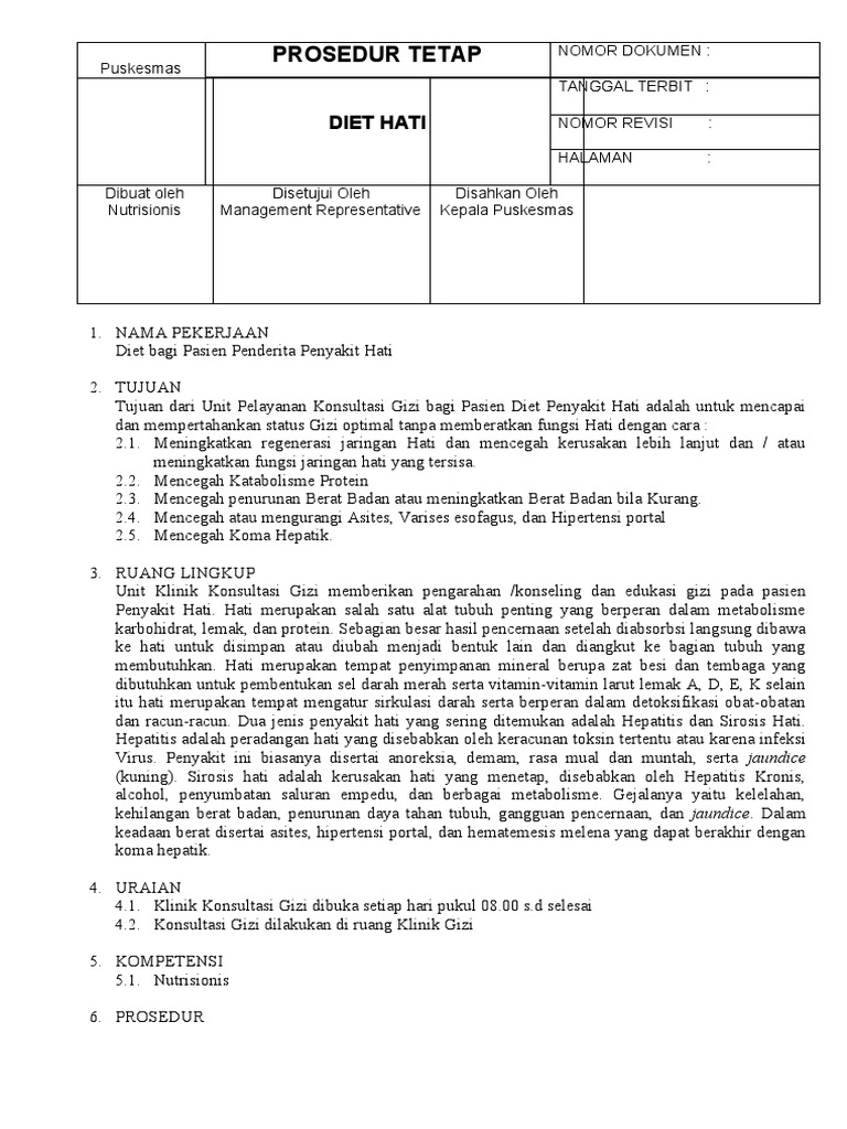 SOP Diet Hati | PDF