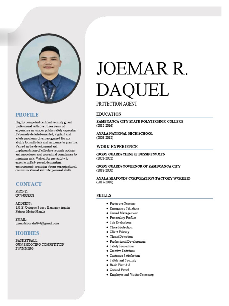 Joemar Resume | PDF | Bodyguard | Business