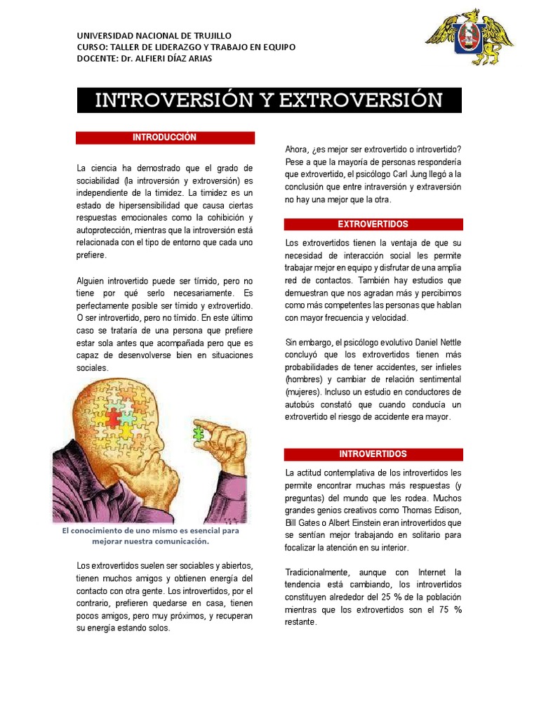 Introversión y Extroversión | PDF | Extraversión e introversión ...