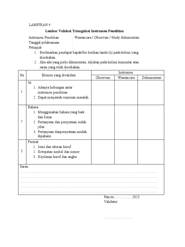 Validasi Instrumen Penelitian | PDF | Karier & Perkembangan