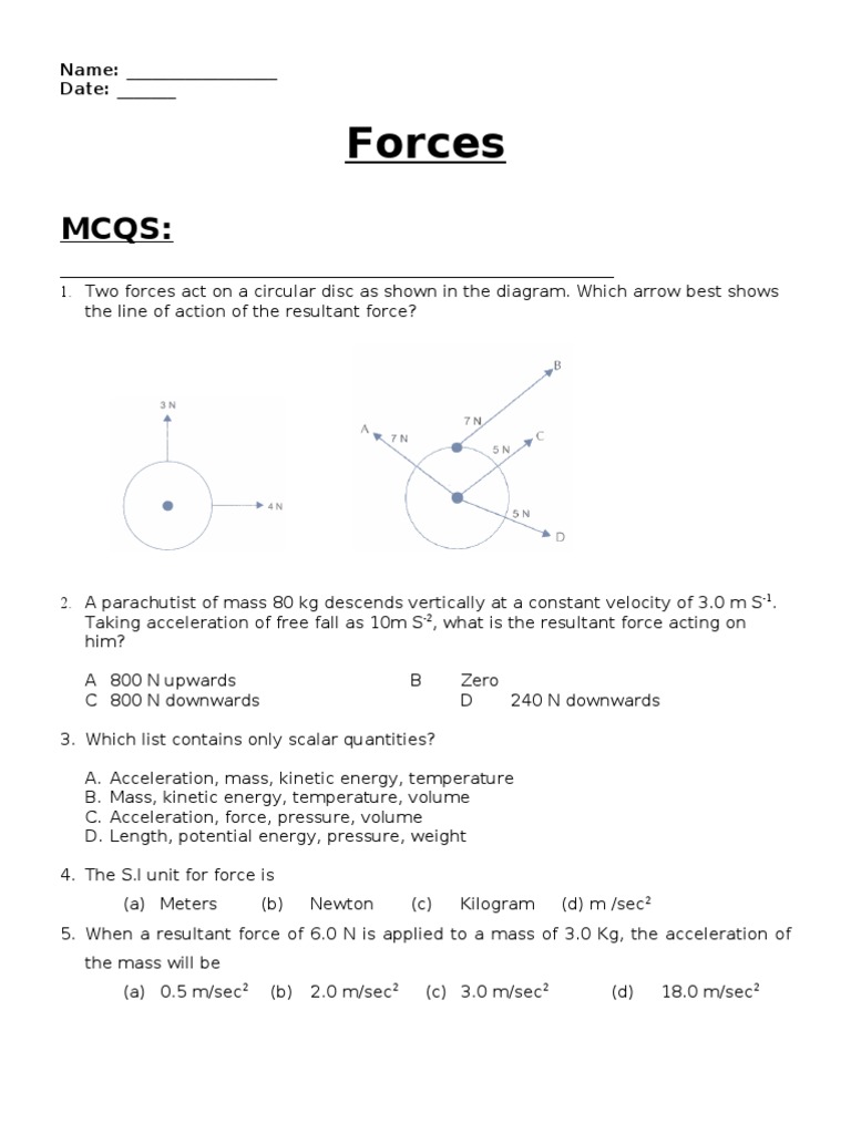 Ch.3 Forces and Motion Worksheet | PDF | Teaching Methods & Materials