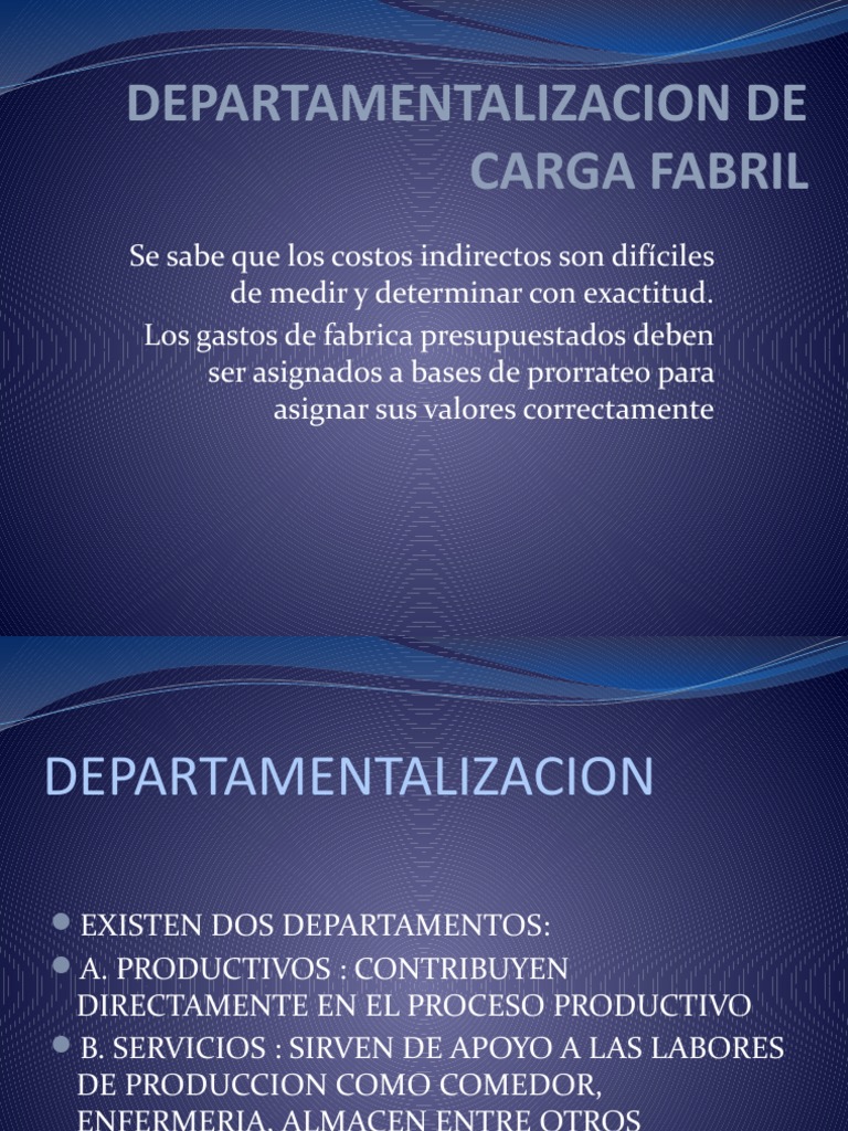 Departamentalizacion de Carga Fabril | PDF | Economias