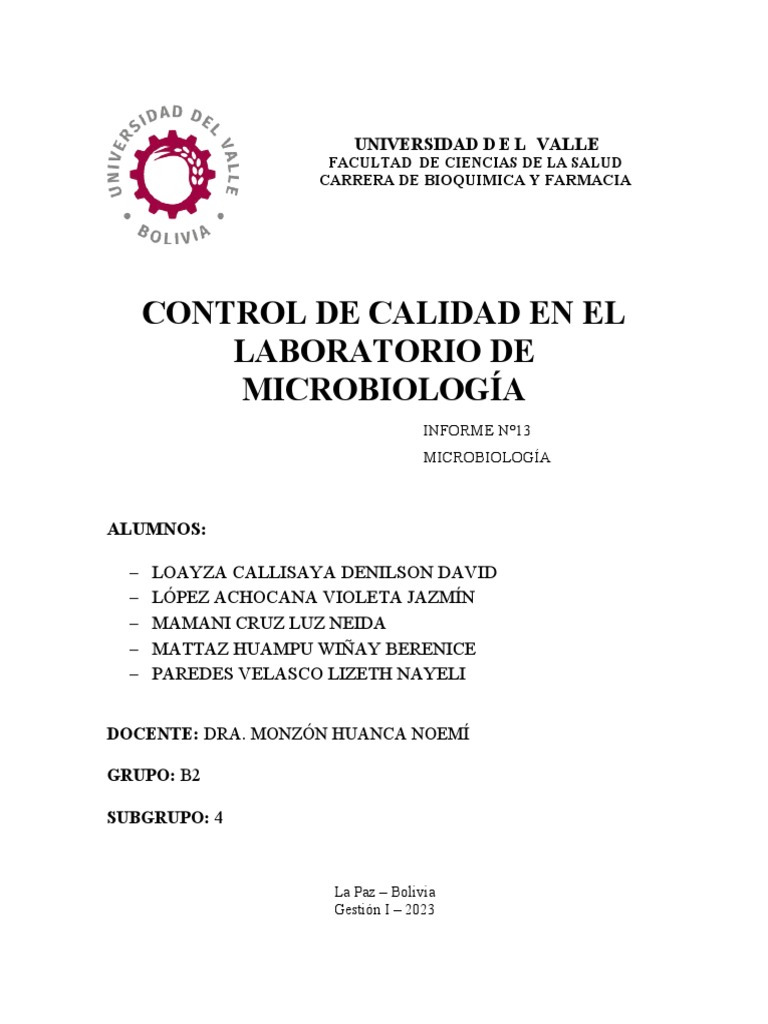 Informe 13 Micro | PDF | Esterilización (Microbiología) | Laboratorios