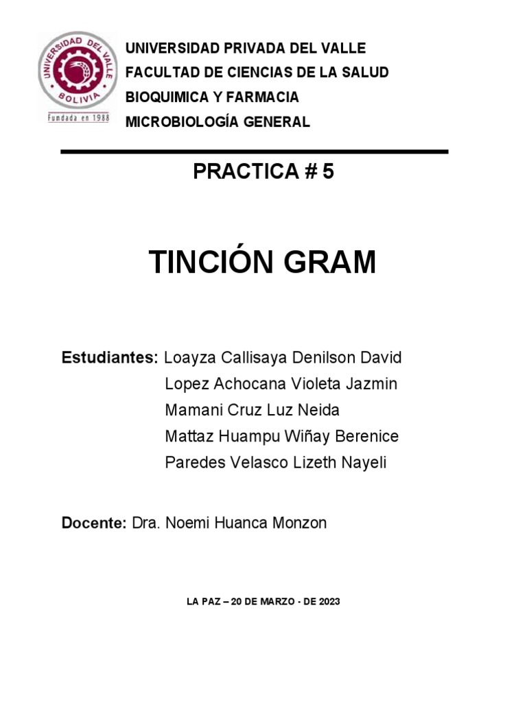 Informe Lab 5 Microbiología | PDF | Bacterias Gram Positivas ...
