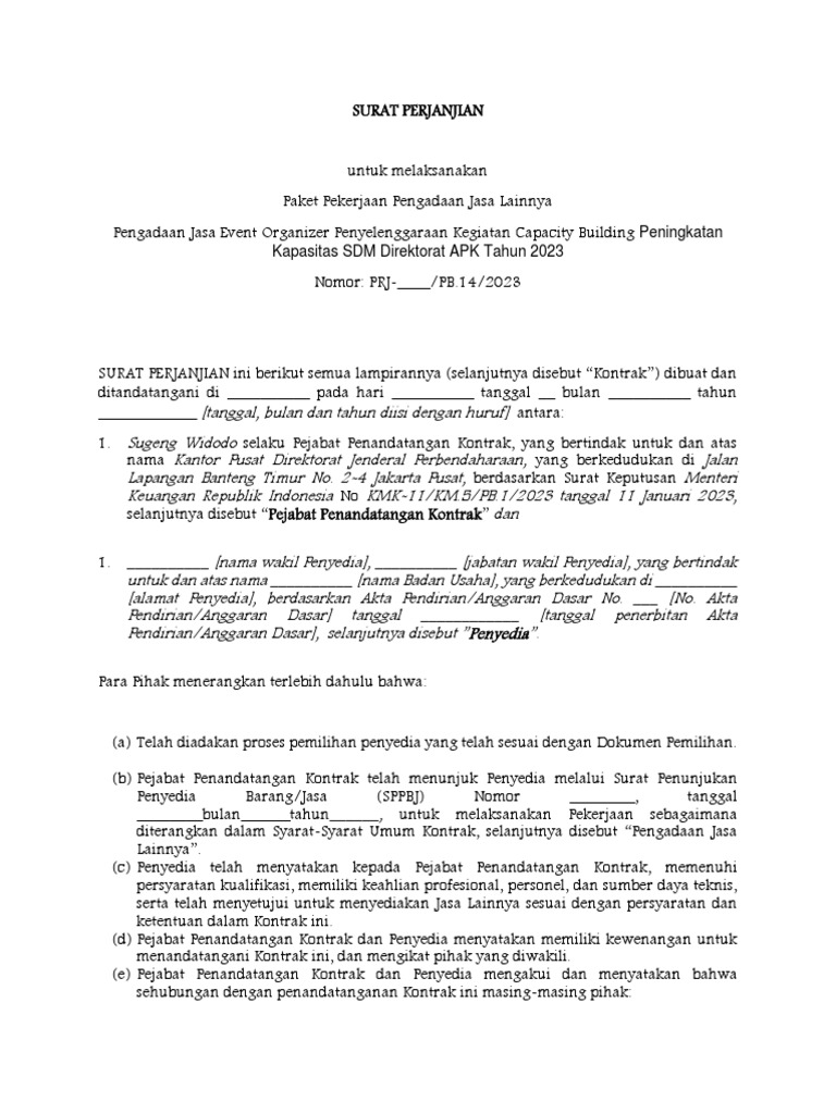 Draft Kontrak Capbul APK | PDF