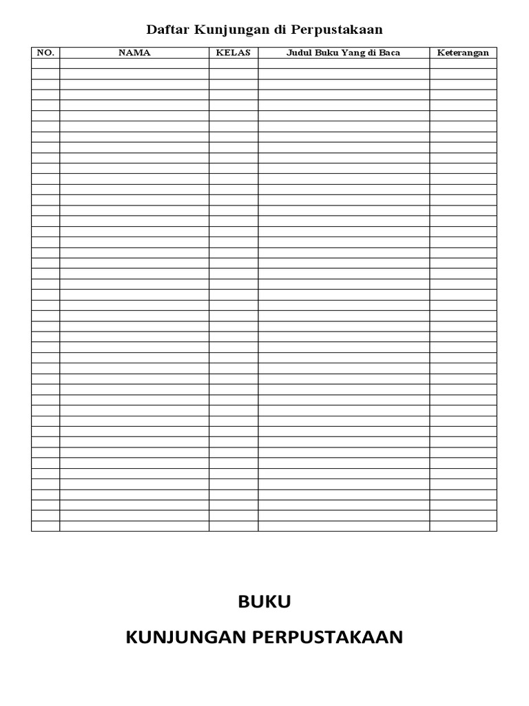 Daftar Kunjungan Di Perpustakaan | PDF