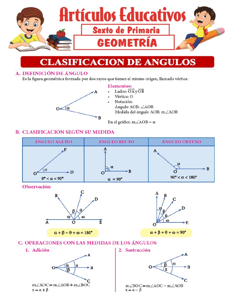 Clasificacion de Angulos para Sexto de Primaria | PDF