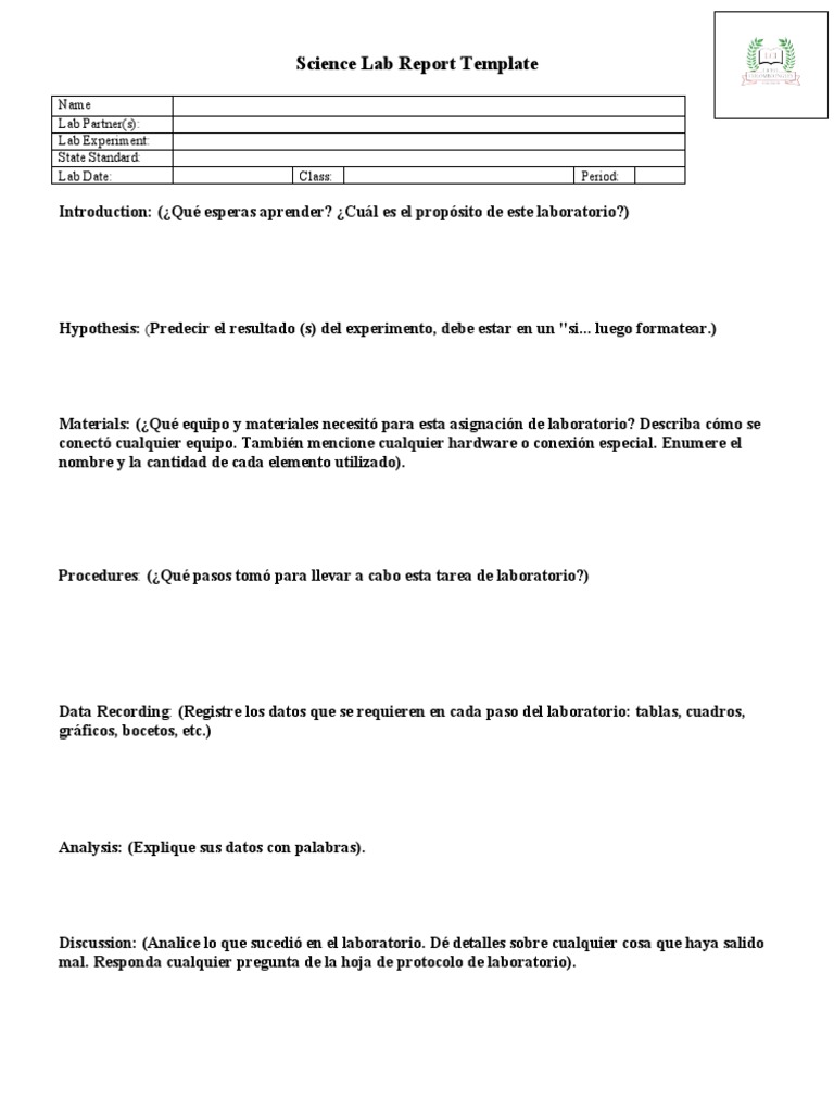 Lab-Report-Template - Formato de Laboratorio | PDF