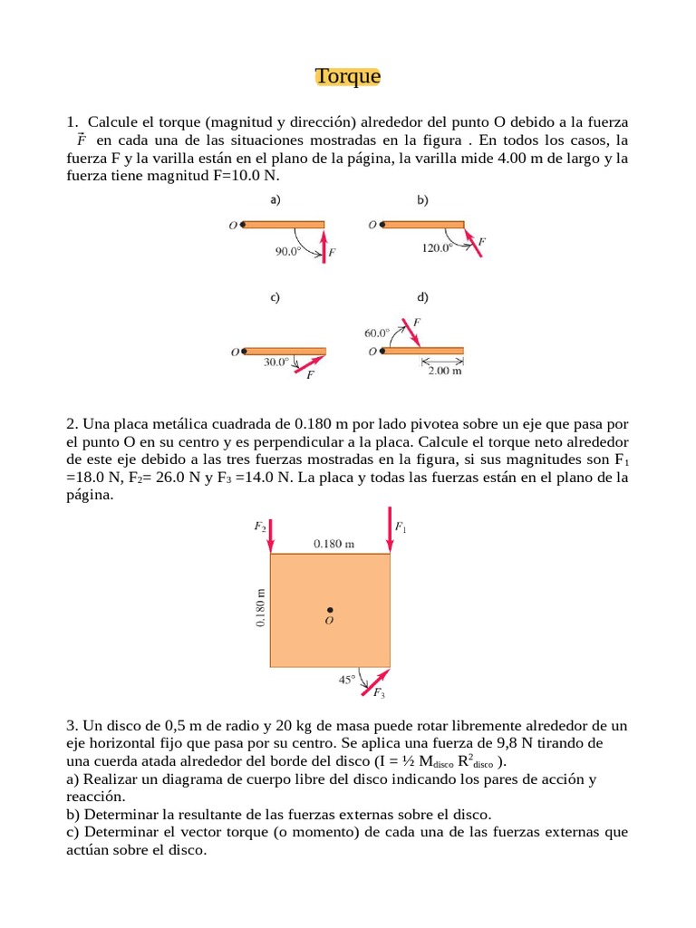 Torque | PDF | Esfuerzo de torsión | Rotación