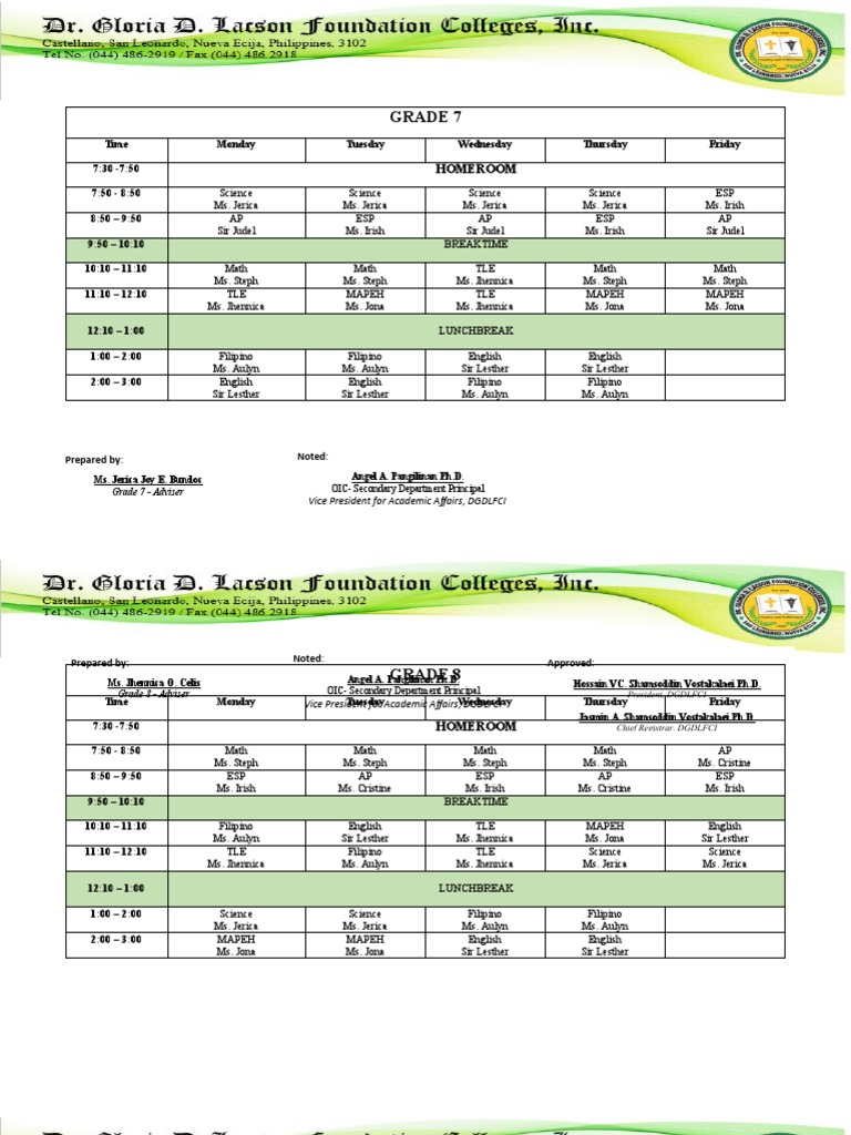 2nd Semester Schedule | Download Free PDF | Science | Observation