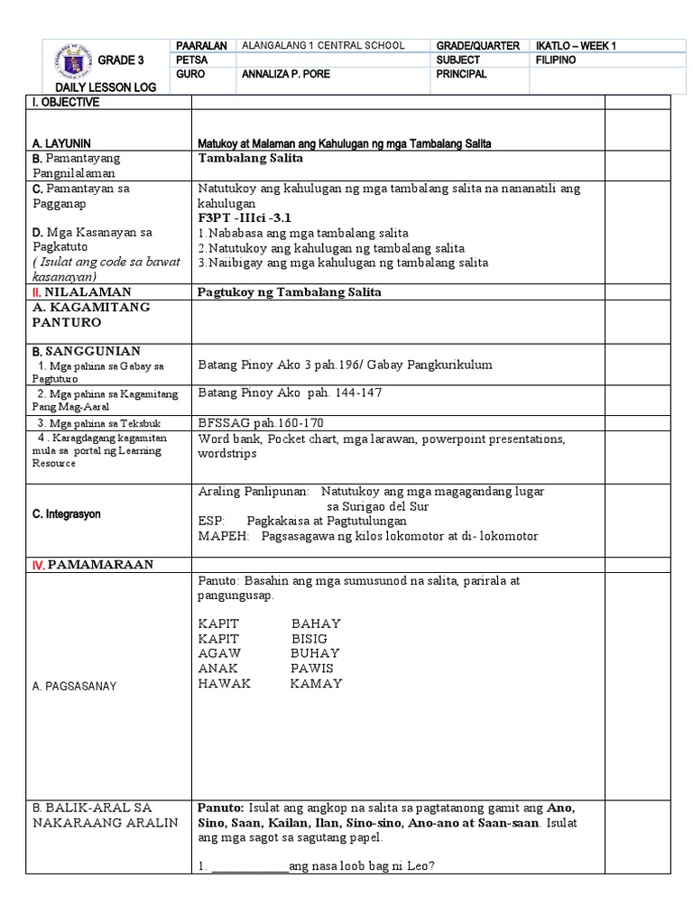 Dlp-Cot-Quarter-3-Tambalang-Salita - 2023 | PDF
