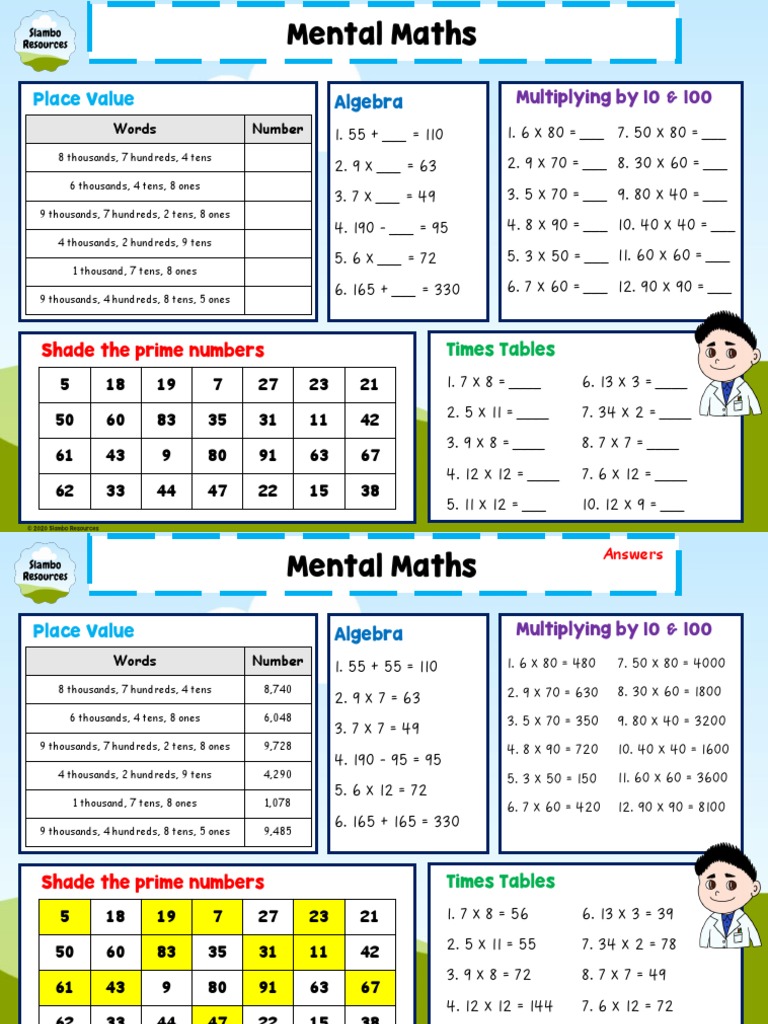 Grade 5 Mental Maths Worksheet 2 | PDF | Mathematics