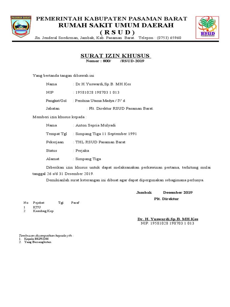 Surat IZIN Khusus KAWIN | PDF