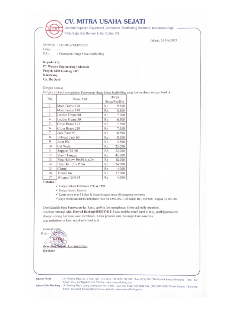 CV. MITRA USAHA SEJATI | PDF