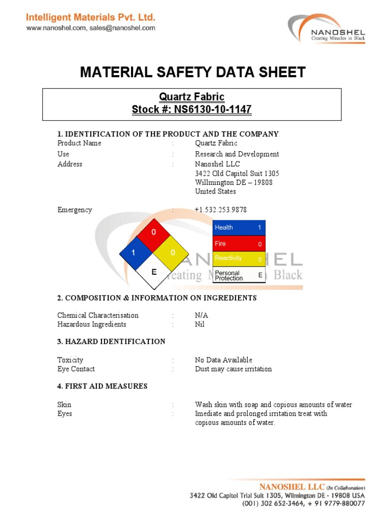 MSDS 1147 | PDF | Firefighting | Toxicity