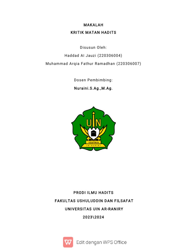Musthalahul Hadits H.A 1 | PDF