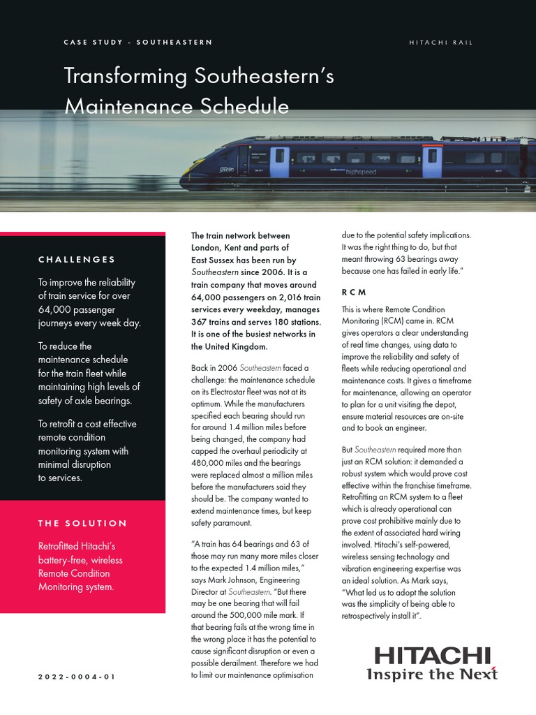 Hitachi Perpetuum Case Study Southeastern 1 | PDF | Reliability Engineering | Train